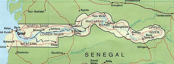 Kaart & Waypoints – Gambia Kaart & Waypoints – Gambia