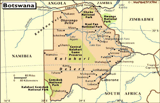 Kaart – Botswana