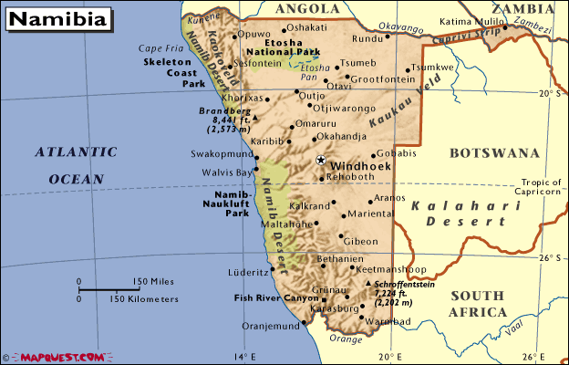 Kaart – Namibië